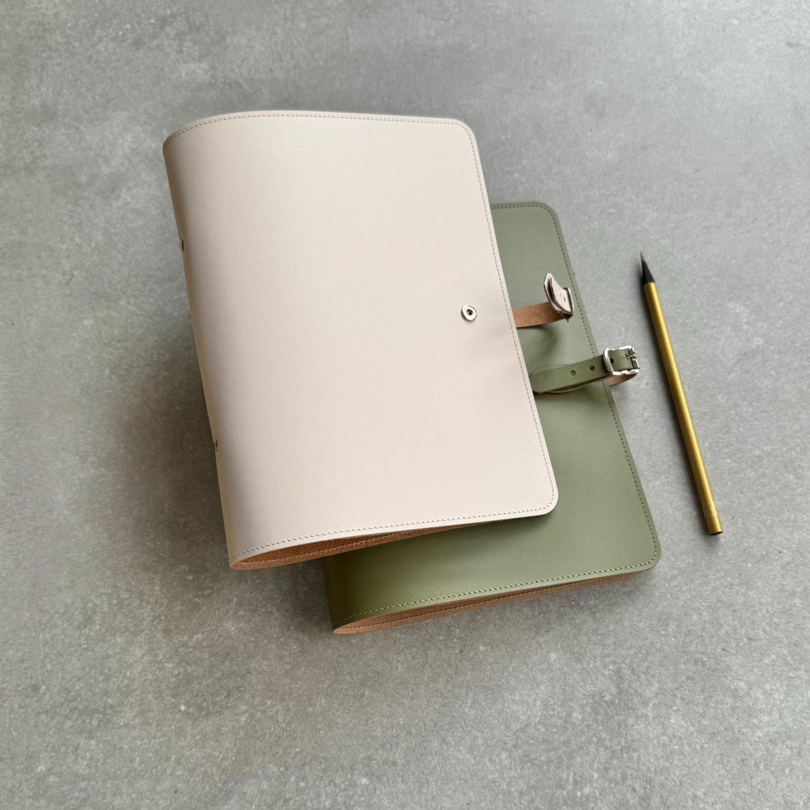 Personalised Recycled Leather A5 Ring Binder With Buckle Fastening and ...