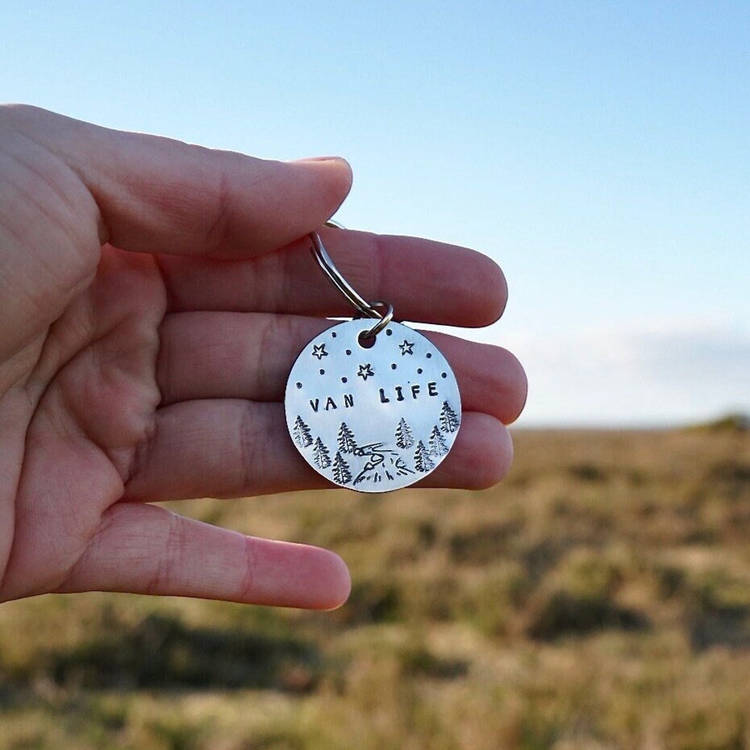 STAMPED KEYCHAIN | Van Life - Custom Keychain - Zipper Pull - Travel ...