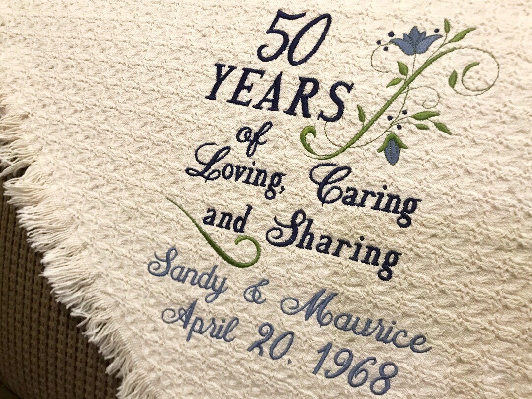 Personalized Anniversary Embroidered Throws and Blankets - Etsy