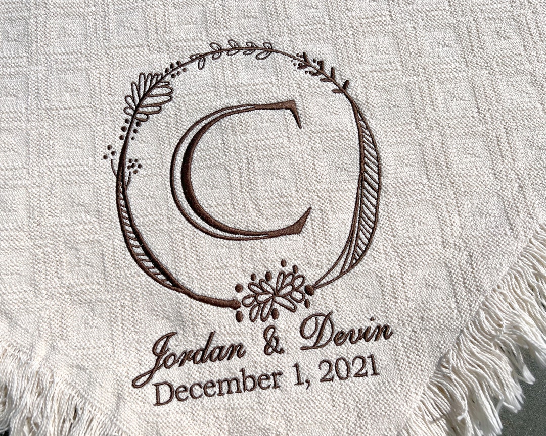 Personalized Wedding Embroidered Throws and Blankets Custom - Etsy