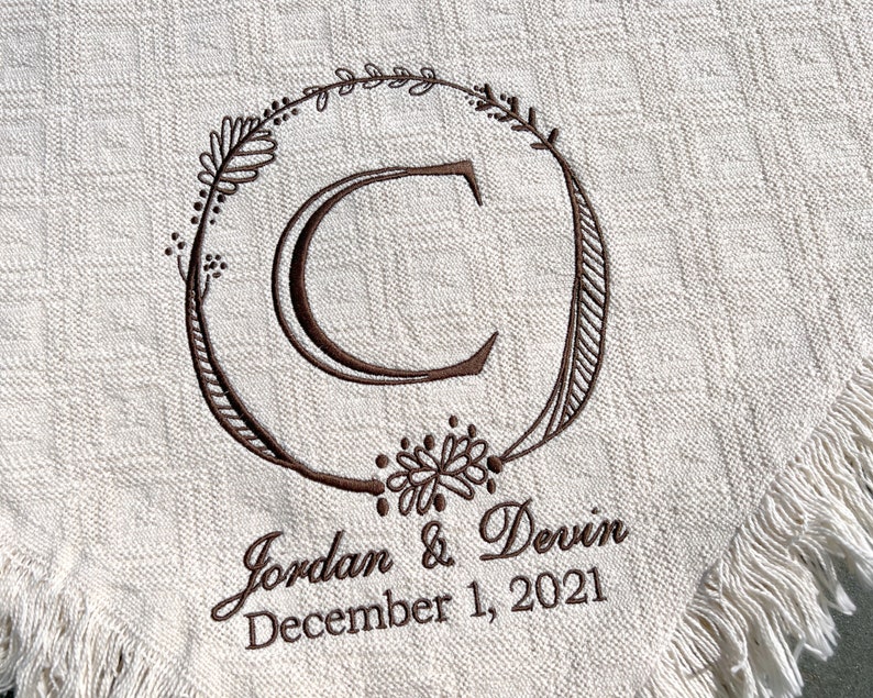 Personalized Wedding Embroidered Throws and Blankets Custom - Etsy
