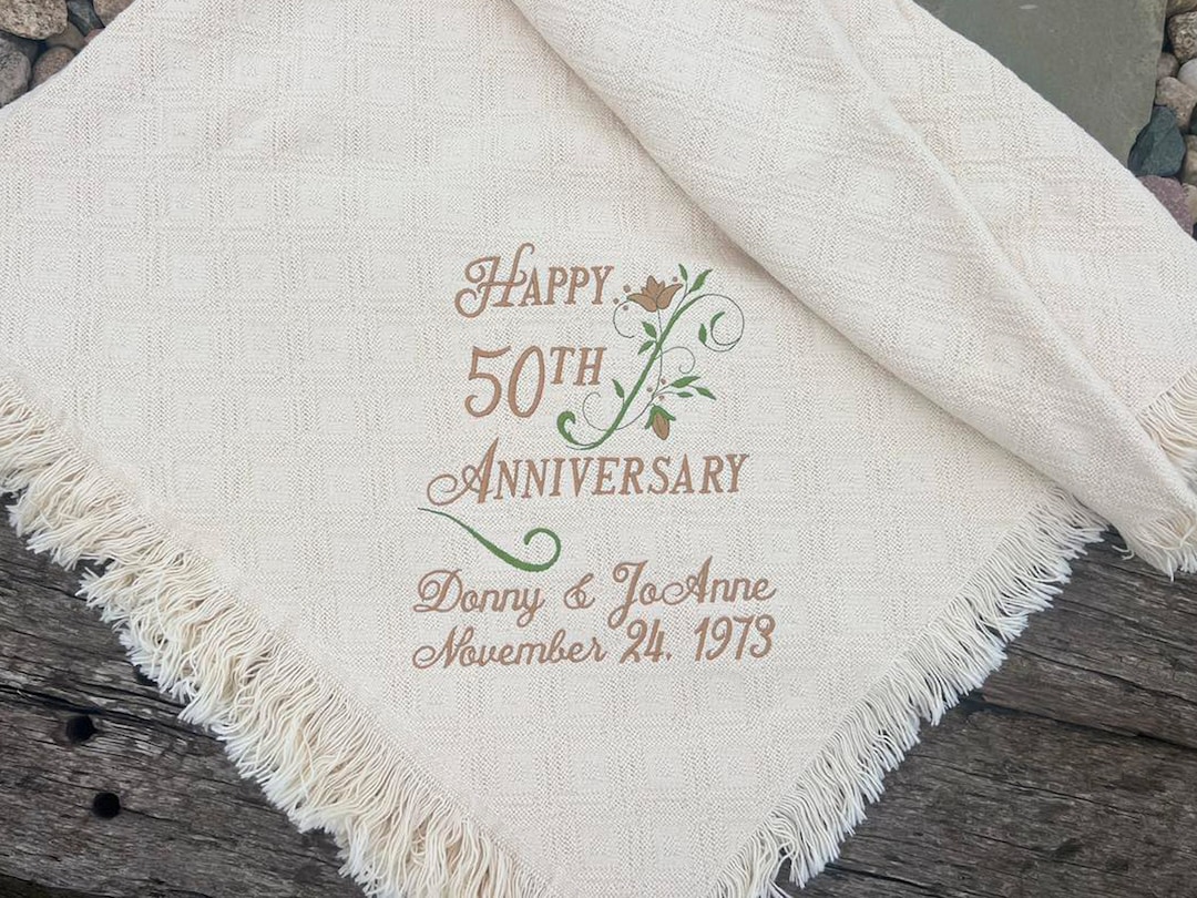 Personalized Anniversary Embroidered Throws and Blankets | Perfect ...