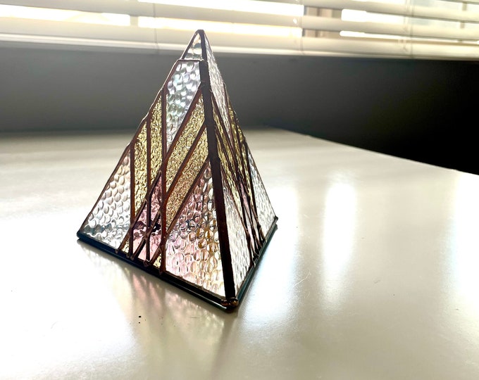 Stained Glass Pyramid Mood Light led Candle - Etsy