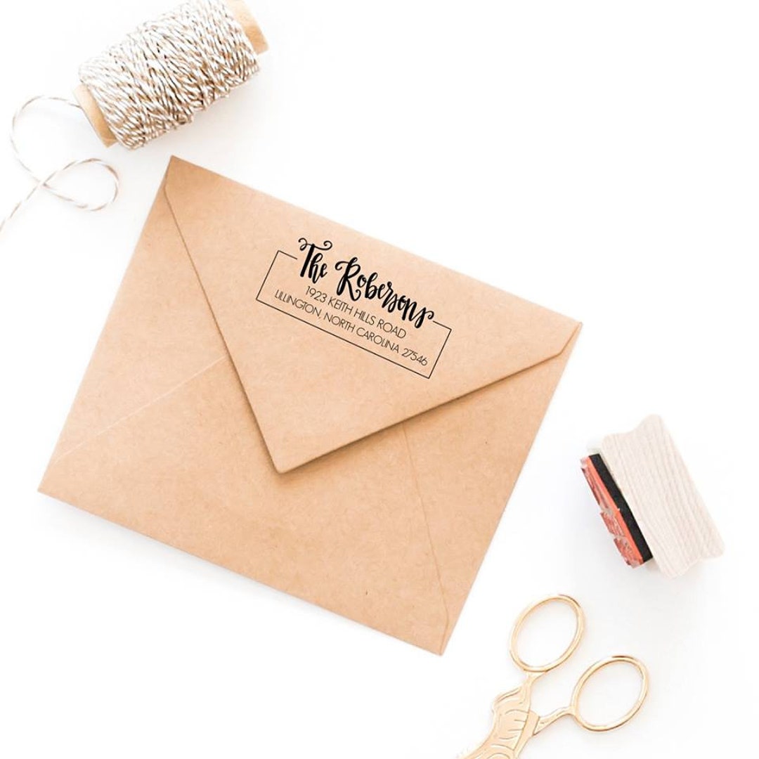 Calligraphy Address Stamp Custom Rubber Stamp Return - Etsy