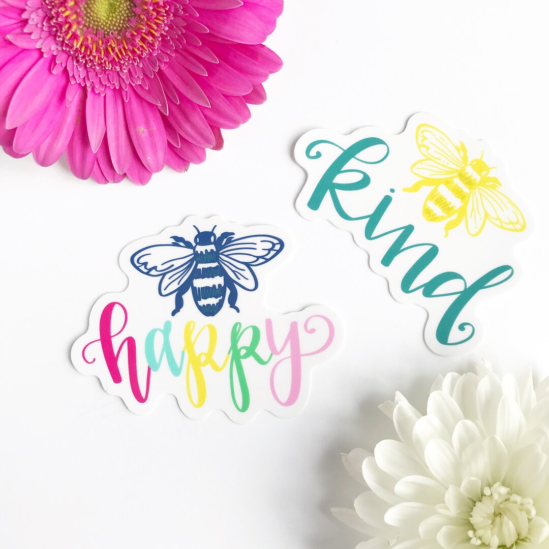 Be Happy Sticker Be Kind Sticker Hand Lettered Decal Happy Vinyl ...