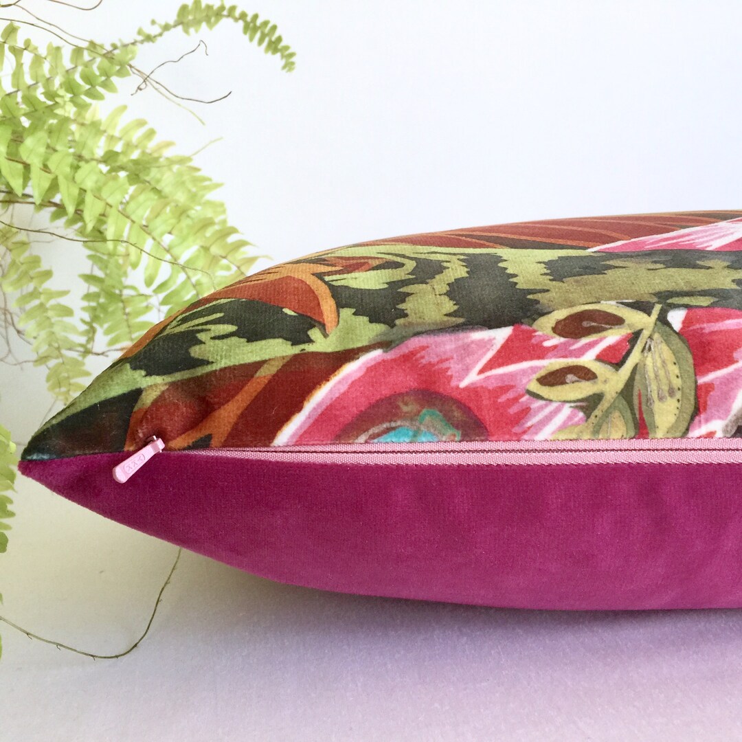 Botanical Cushion or Cover. Botanical Velvet Cushion. Pink Cushion ...