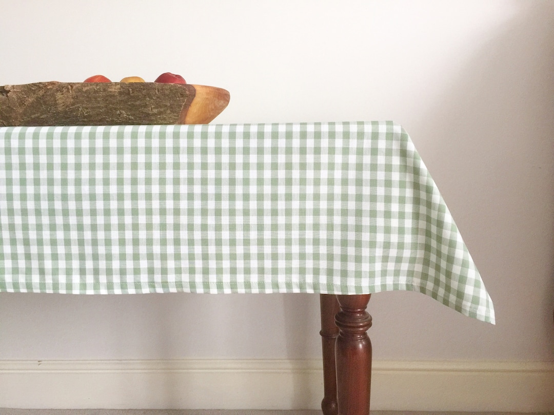 Sage Green Gingham Tablecloth: Handmade Cotton Checkered Table Decor ...