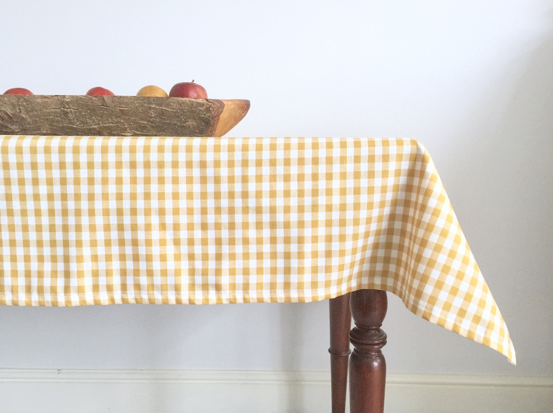 Yellow Gingham Tablecloth. Mustard Checks Tablecloth or Napkin. Cotton ...