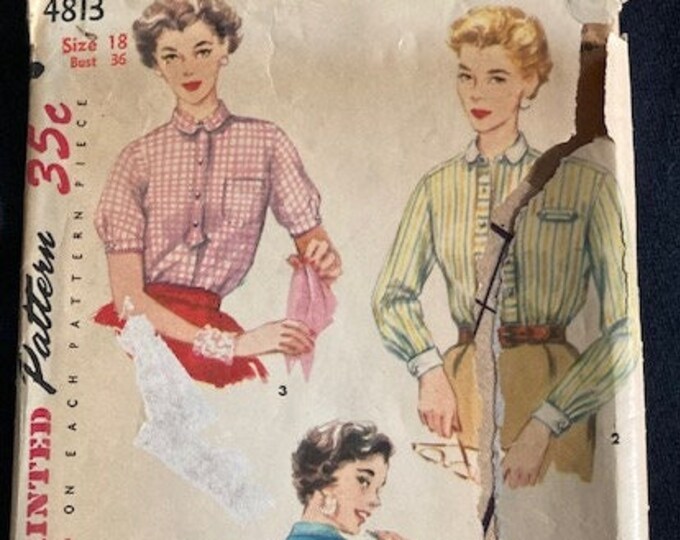 1954 Simplicity 4813 - Size 18/36" Bust, UNCUT - Etsy