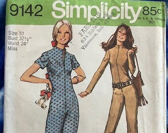 Vintage 1970's Simplicity 9142 Jiffy Jumpsuit Sewing Pattern Size 10 ...