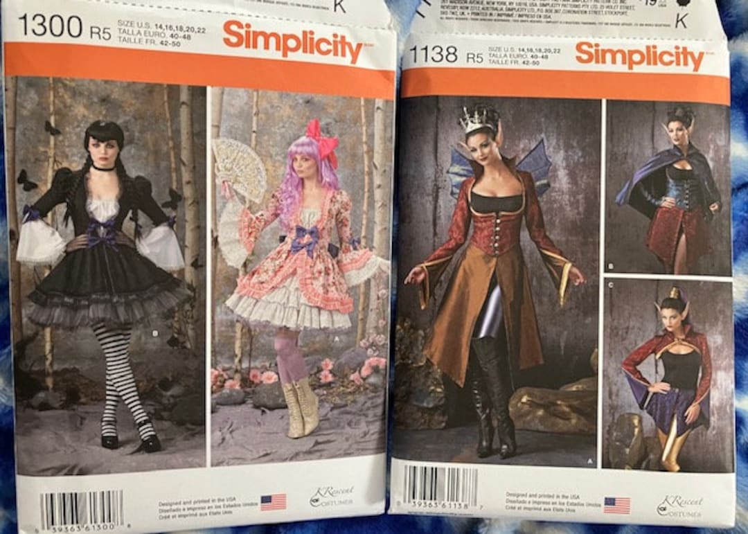 UNCUT Simplicity 1300 and 1138 Fantasy Costumes, Goth, Fairy, Lord of ...
