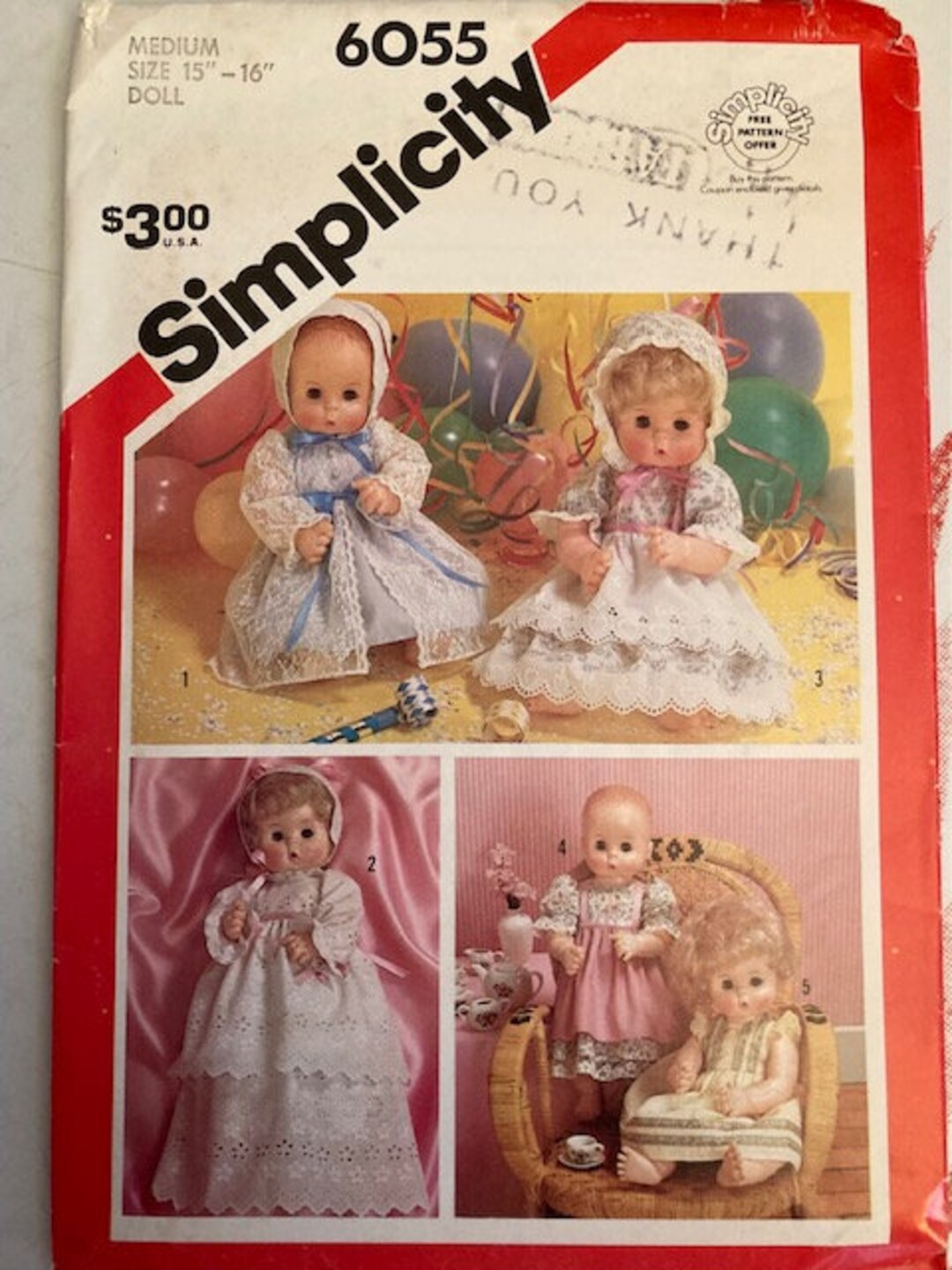 1983 Simplicity 6055 - 16" Baby Doll Clothes, Factor Folded - Etsy