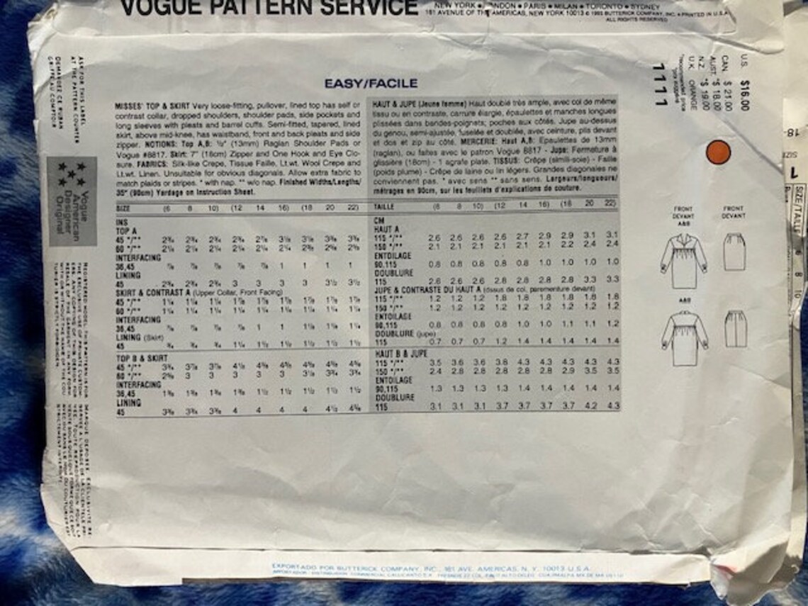 UNCUT 80-90s Vogue Designer Patterns - Anne Klein, Calvin Klein, Platt ...