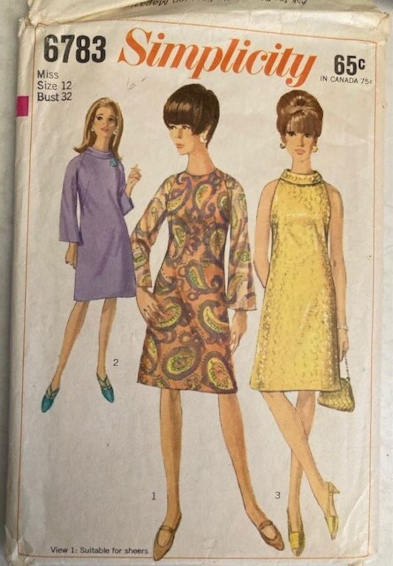 Five 1960s Simplicity Mod Dress Patterns Size 12 or 32 - Etsy