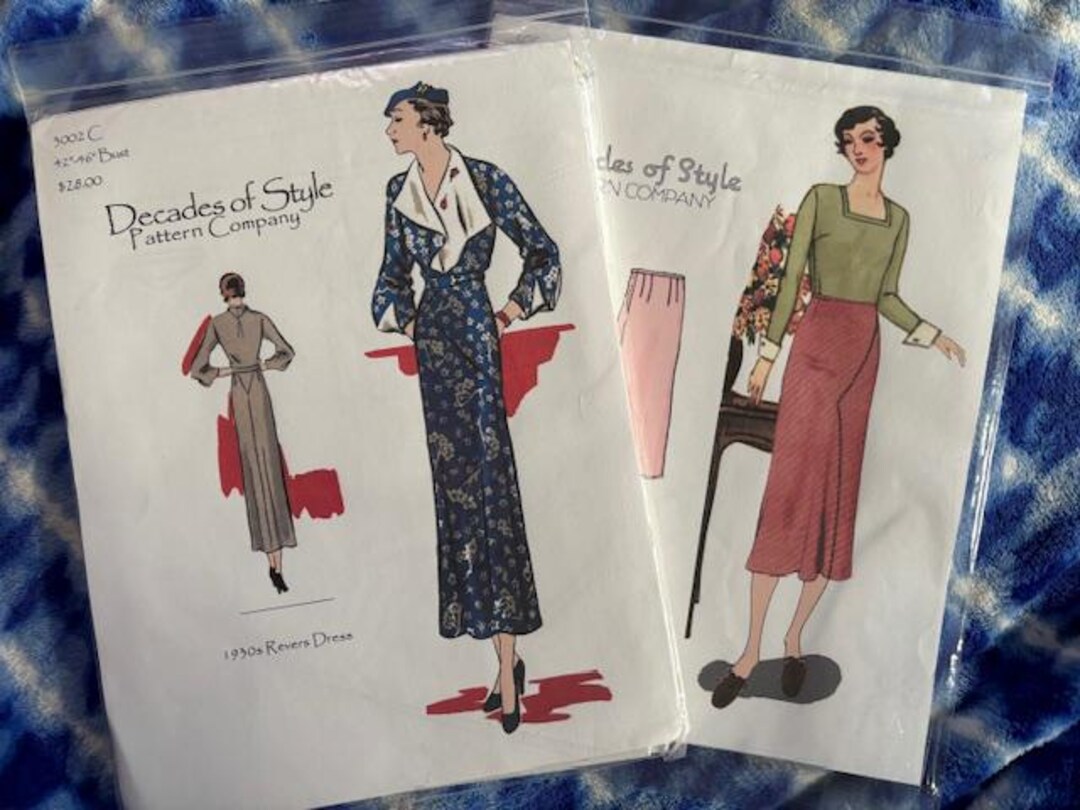 UNCUT Decades of Style Patterns 3002C and 3004, 1930s Designs in Large ...