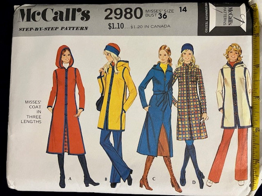 UNCUT 1971 Mccall's 2980 Hooded Coats - Size 14/36" Bust - Etsy