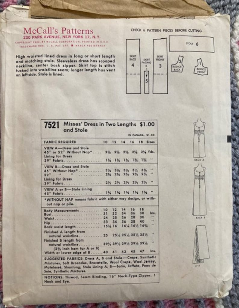 1964 Mccall's 7521 Pauline Trigere Design Size - Etsy