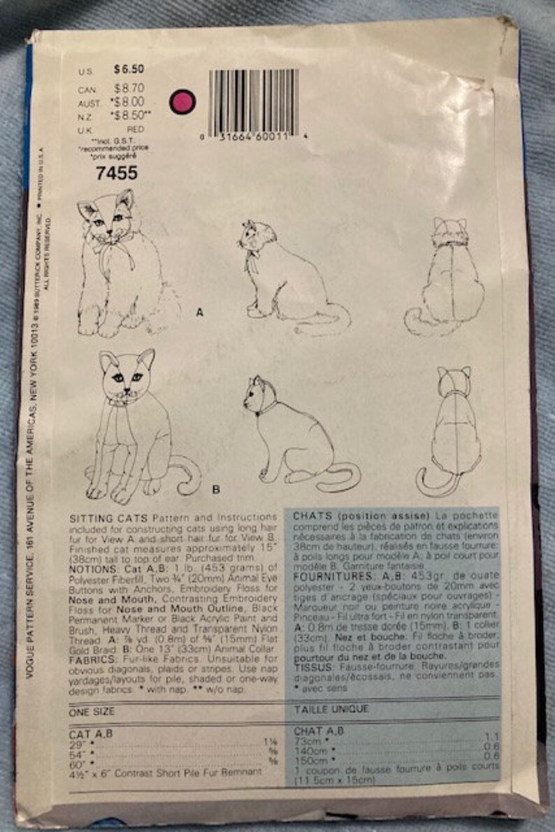 1990s Vogue Stuffed Toy Patterns Cats and Dogs and Bears | Etsy
