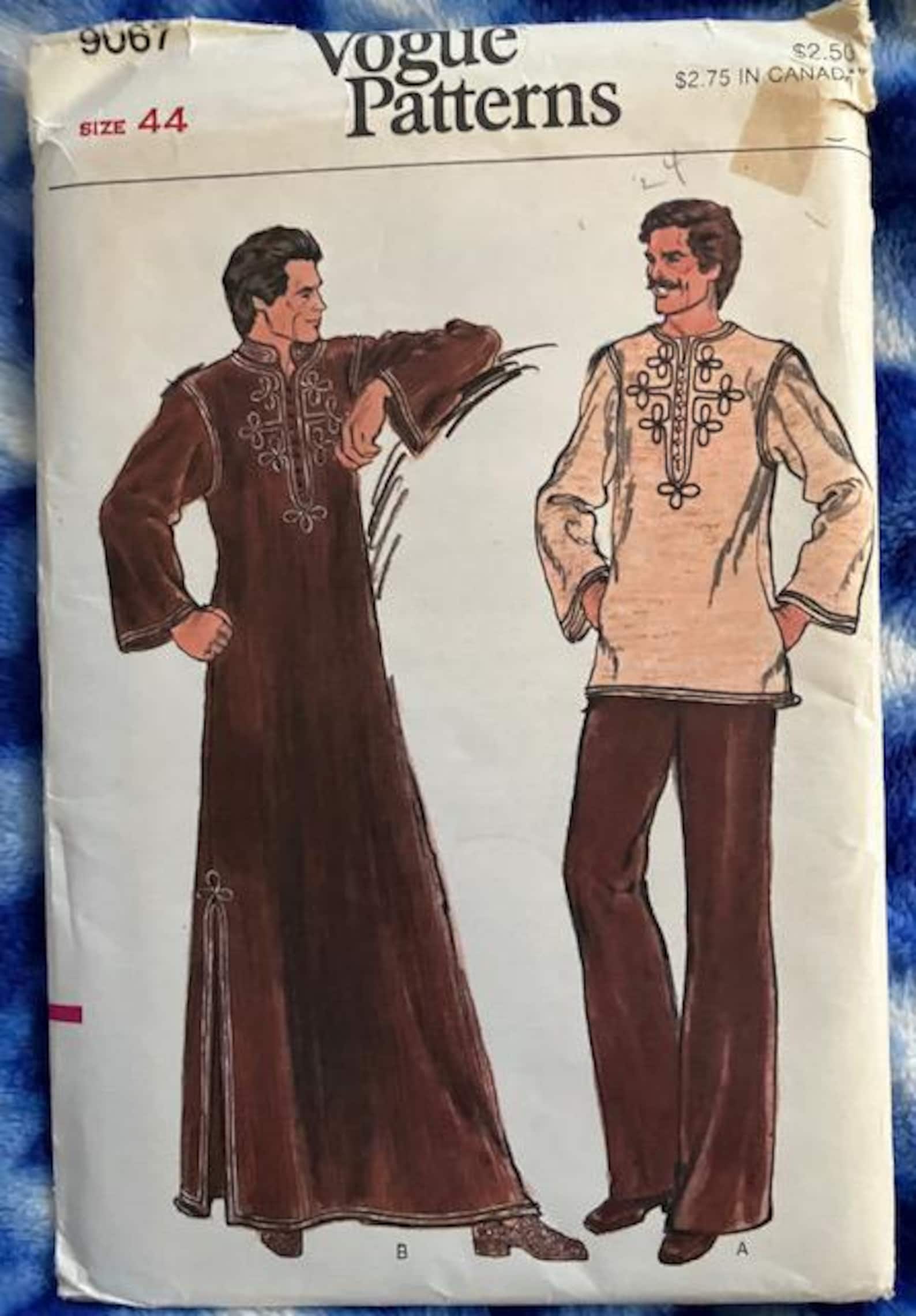 UNCUT Vogue 8669 and 9067 - Groovy 1970s Caftans for the Fellas - Etsy