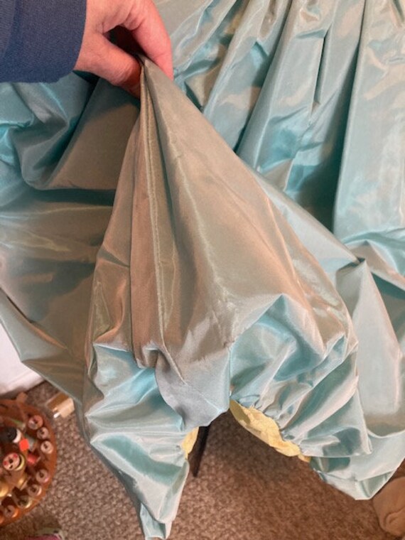 Gorgeous 1960s Aqua Satin Balloon Hem Formal, size 15… - Gem