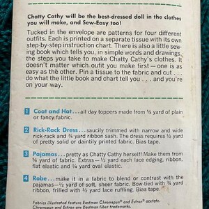 1962 Advance Chatty Cathy Patterns - Etsy