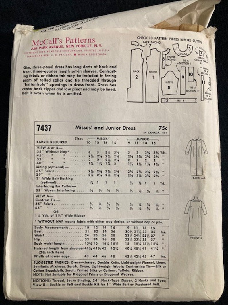 1960s Dress Patterns - Sizes 10-12, Factory Folded - Etsy