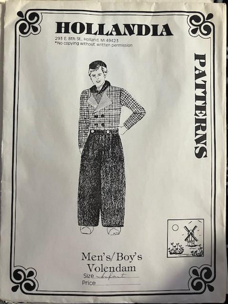 Hollandia Patterns for Authentic Dutch Folk Costumes - Kiddie Sizes - Etsy