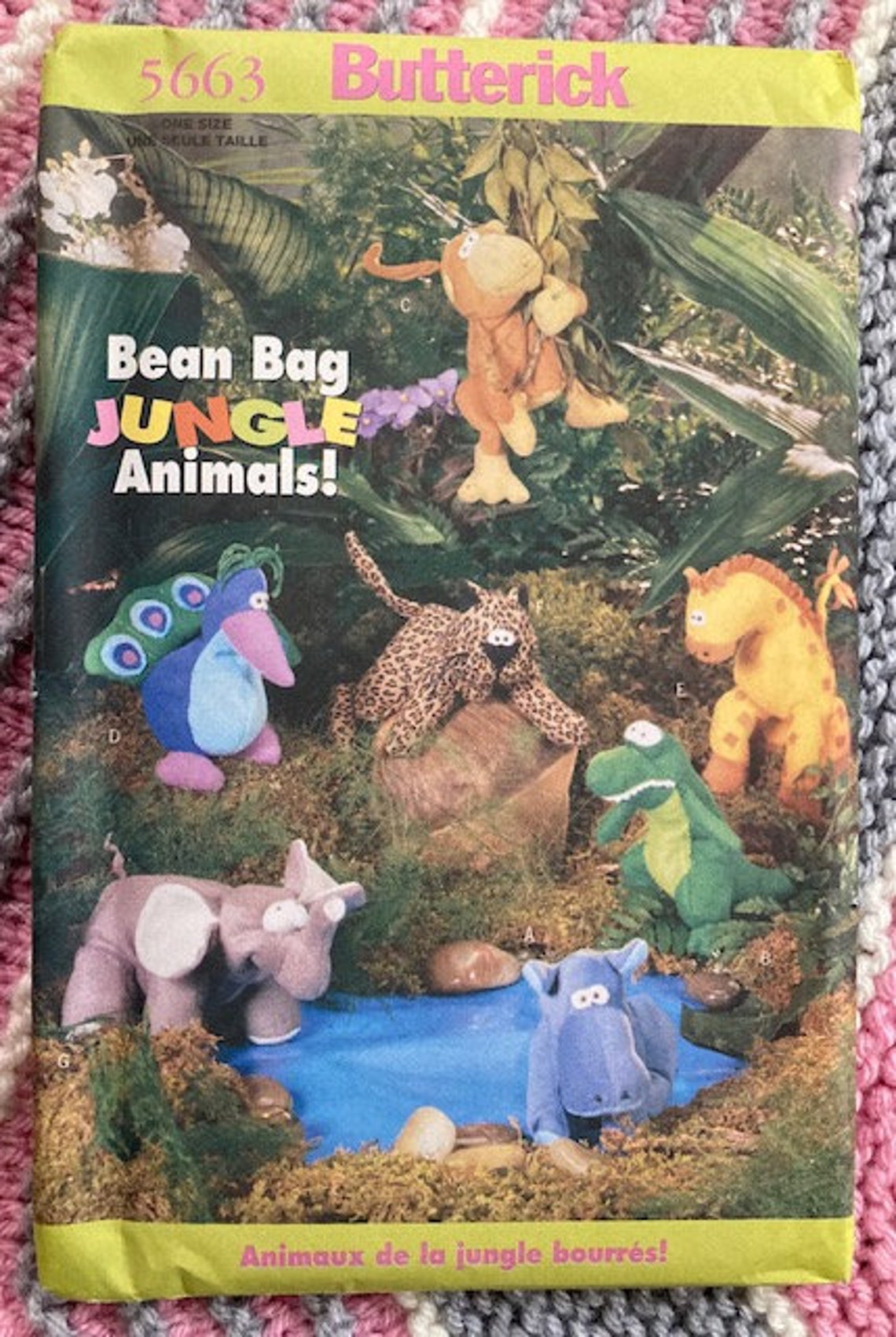 1998 Butterick 5663 Bean Bag Jungle Animals Factory Folded | Etsy