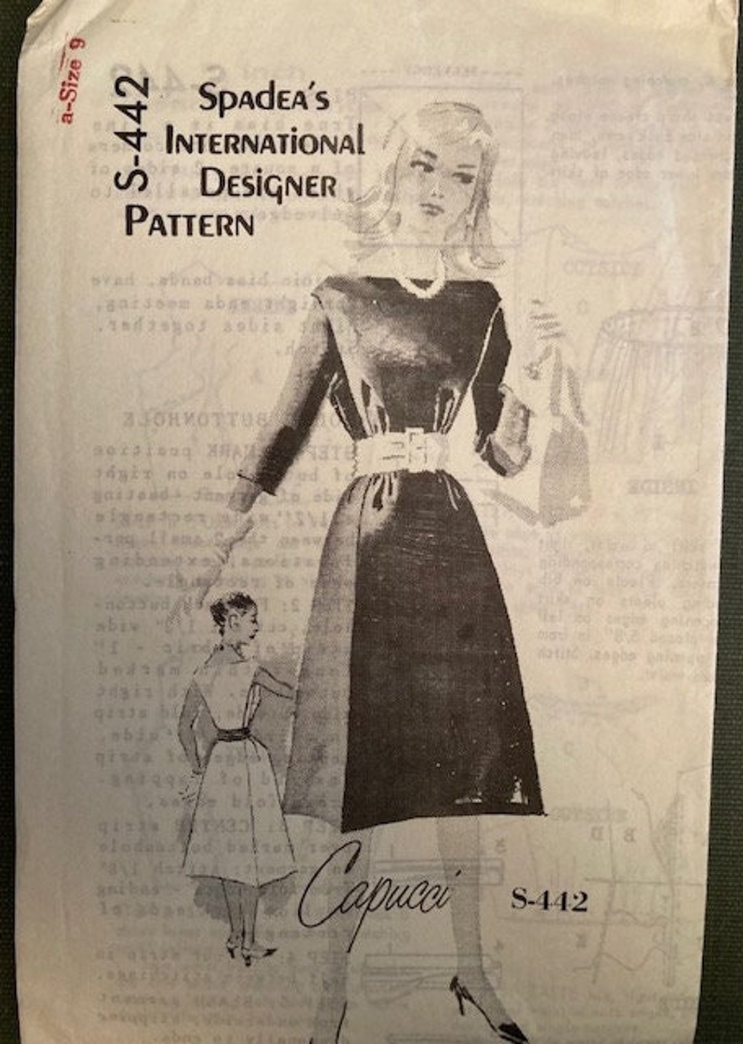 1962 Spadea Pattern S-442 - Capucci Design, Junior Size 9 or 33.5" Bust ...