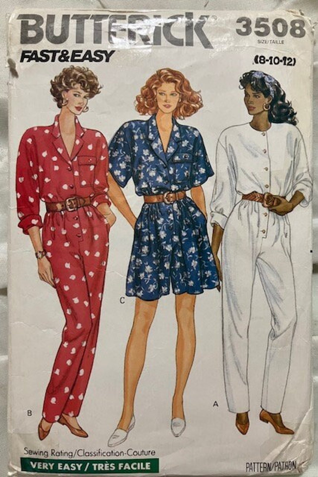 UNCUT Butterick 3508 - 80s Jumpsuit, Sizes 8 to 12 - Etsy