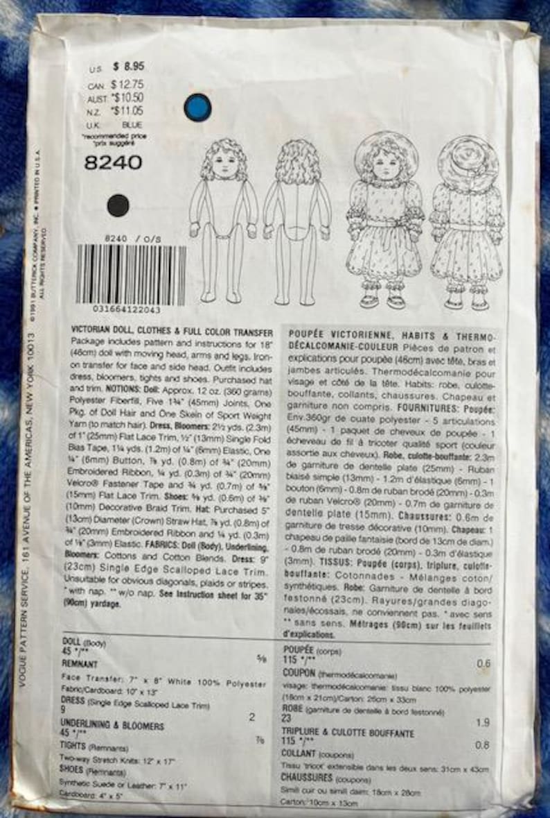 UNCUT Vogue Doll Collection Patterns 8240, 8798, 9230, 9371 - Linda ...
