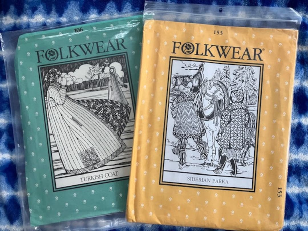 UNCUT Folkwear Patterns 207, Kinsale Cloak, 106 Turkish Coat, 108 Black ...