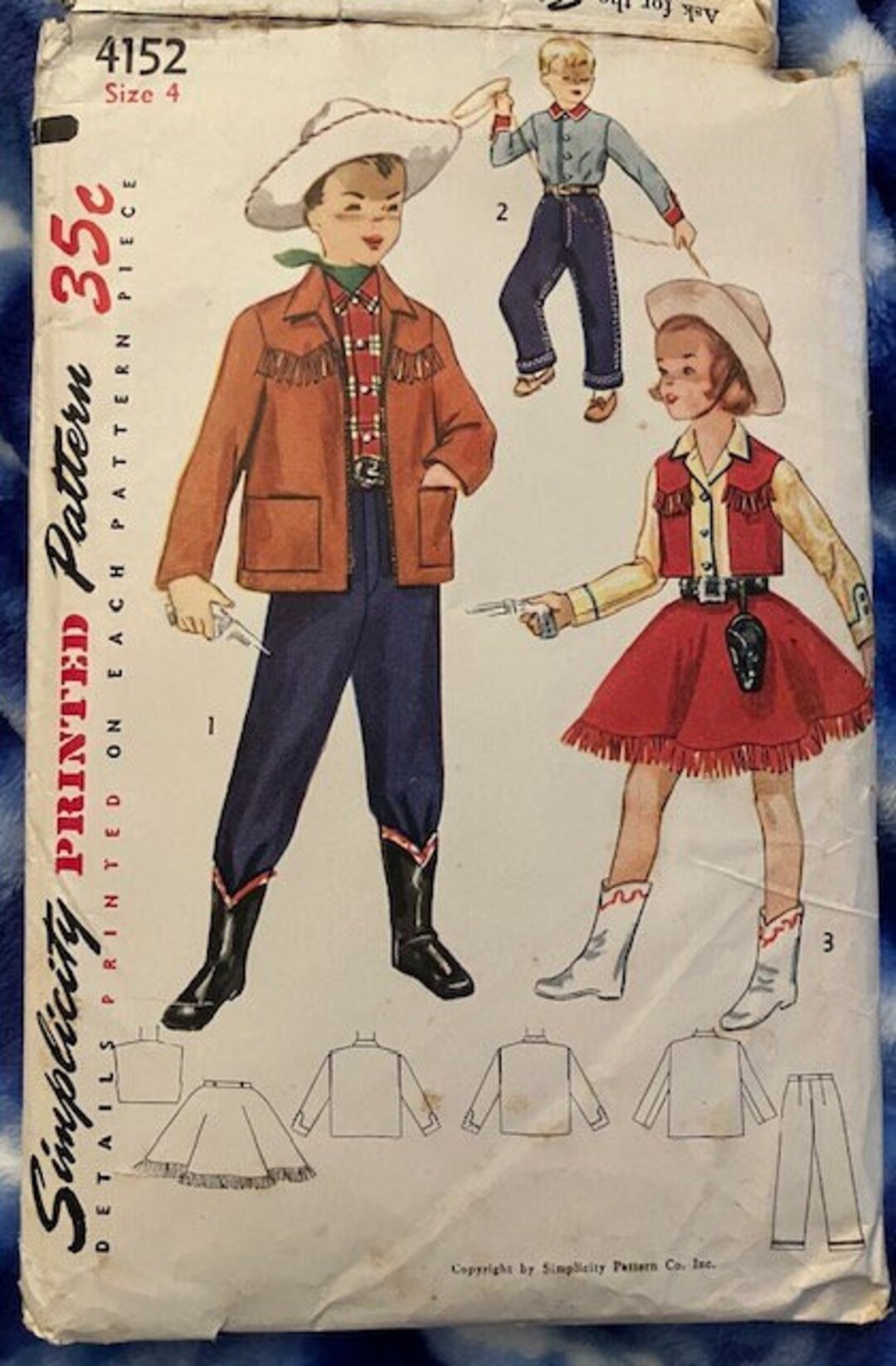 1950s Simplicity 4152 Cowboy and Cowgirl Duds, Size 4/23 Chest - Etsy