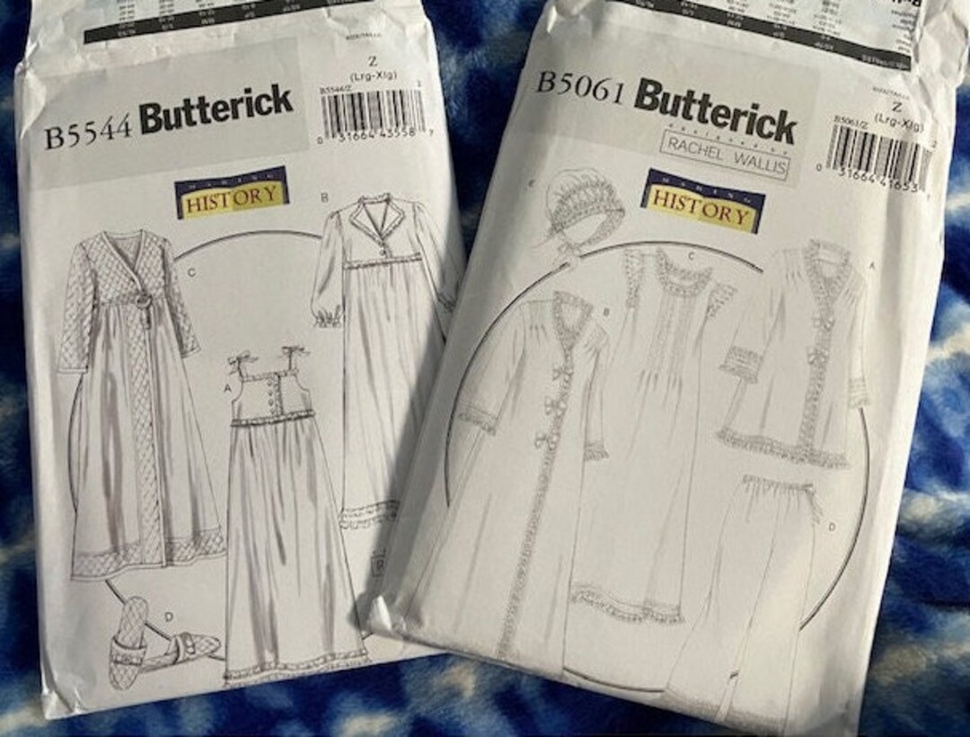 UNCUT Butterick Patterns B5544 and B5061 - Historic Nightwear, Size L ...