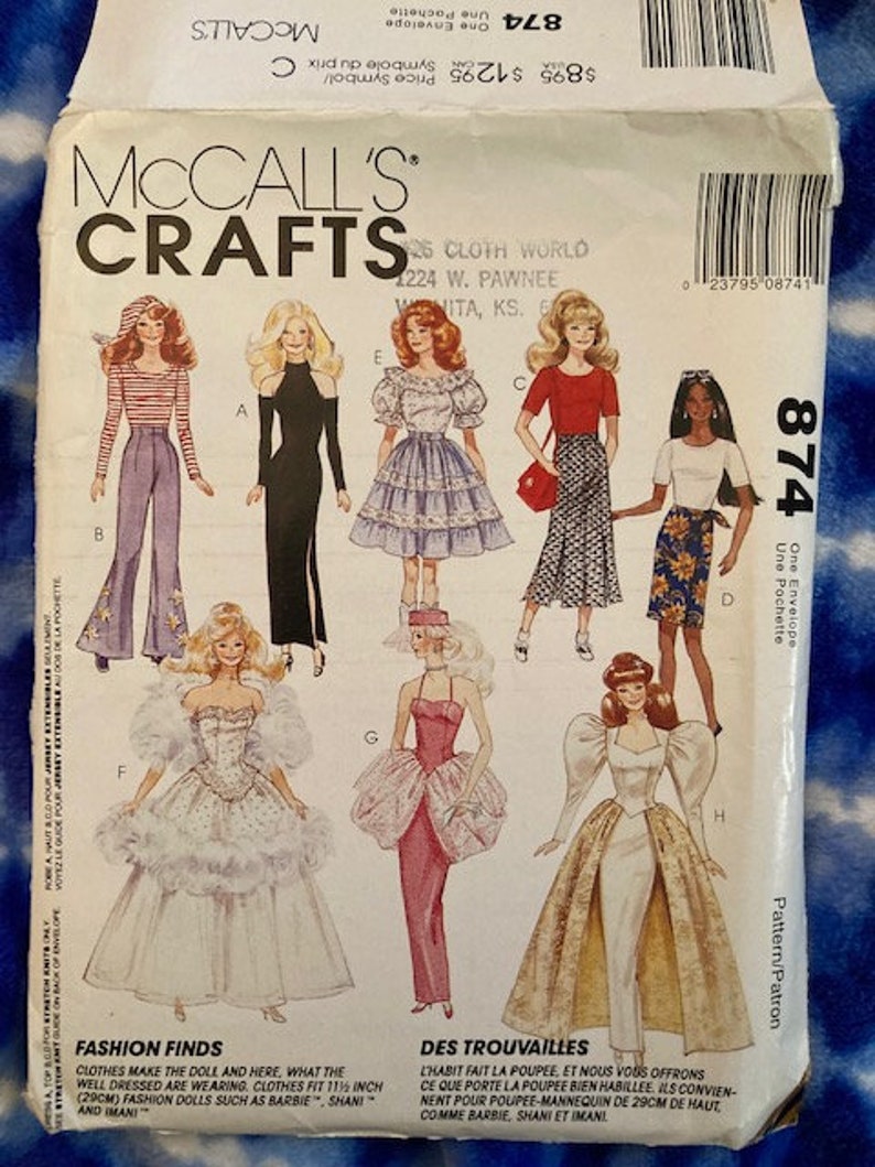 1990s Mccall's 701 and 874 Barbie Patterns - Etsy