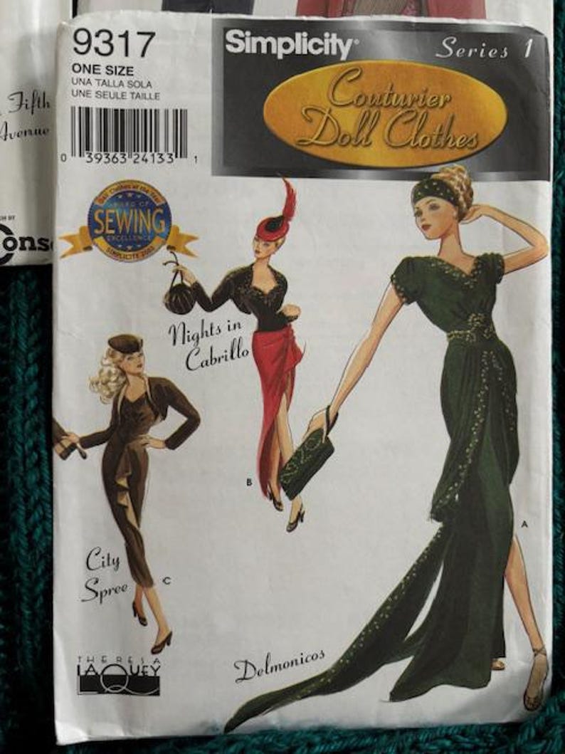 Simplicity "couturier Doll Clothes" Patterns 9450, 9317, 9316 and 9579 ...