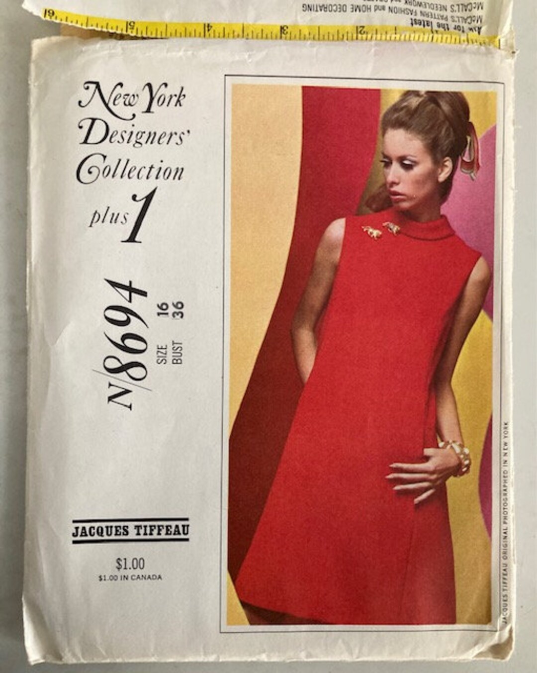 1967 Mccall's 8694 - Jacques Tiffeau Design, Size 16, Factory Folded - Etsy