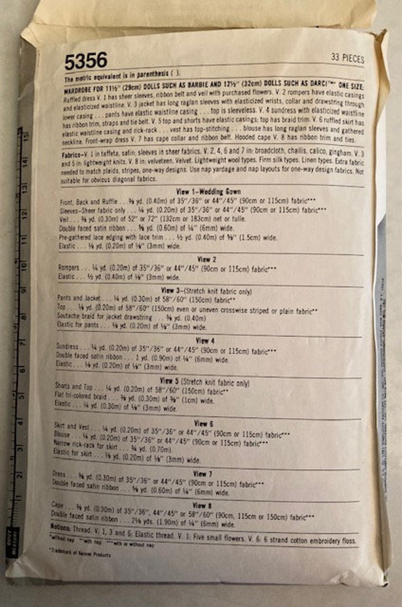 1981 Simplicity 5356 Barbie Wardrobe - Etsy