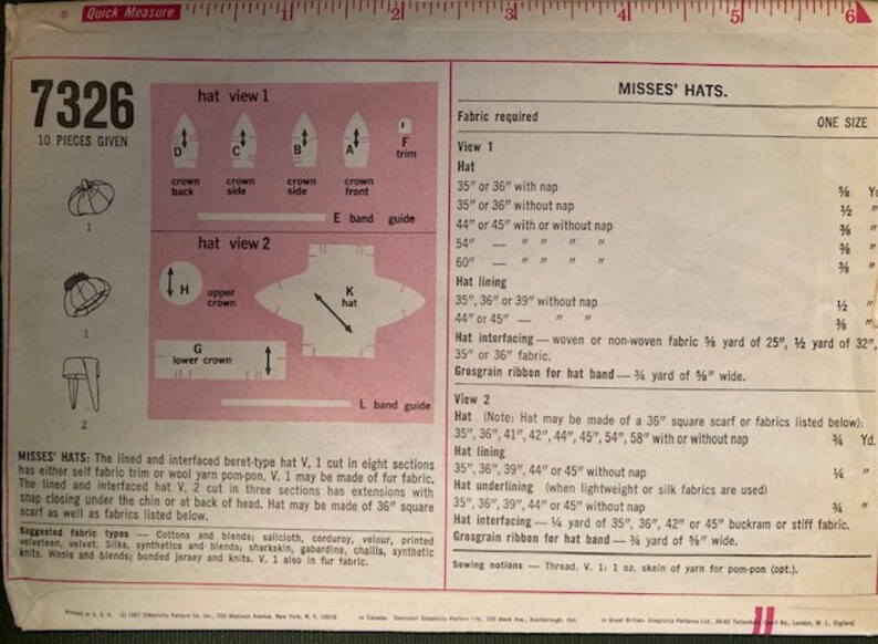 UNCUT Patterns for Weird 1960s Hats - Etsy