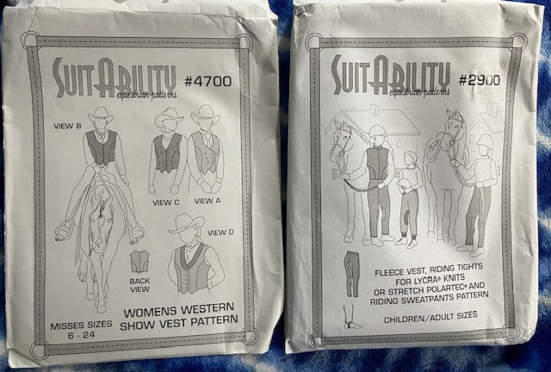 UNCUT Equestrian Sewing Patterns - Suitability and Buckaroo Bobbins ...