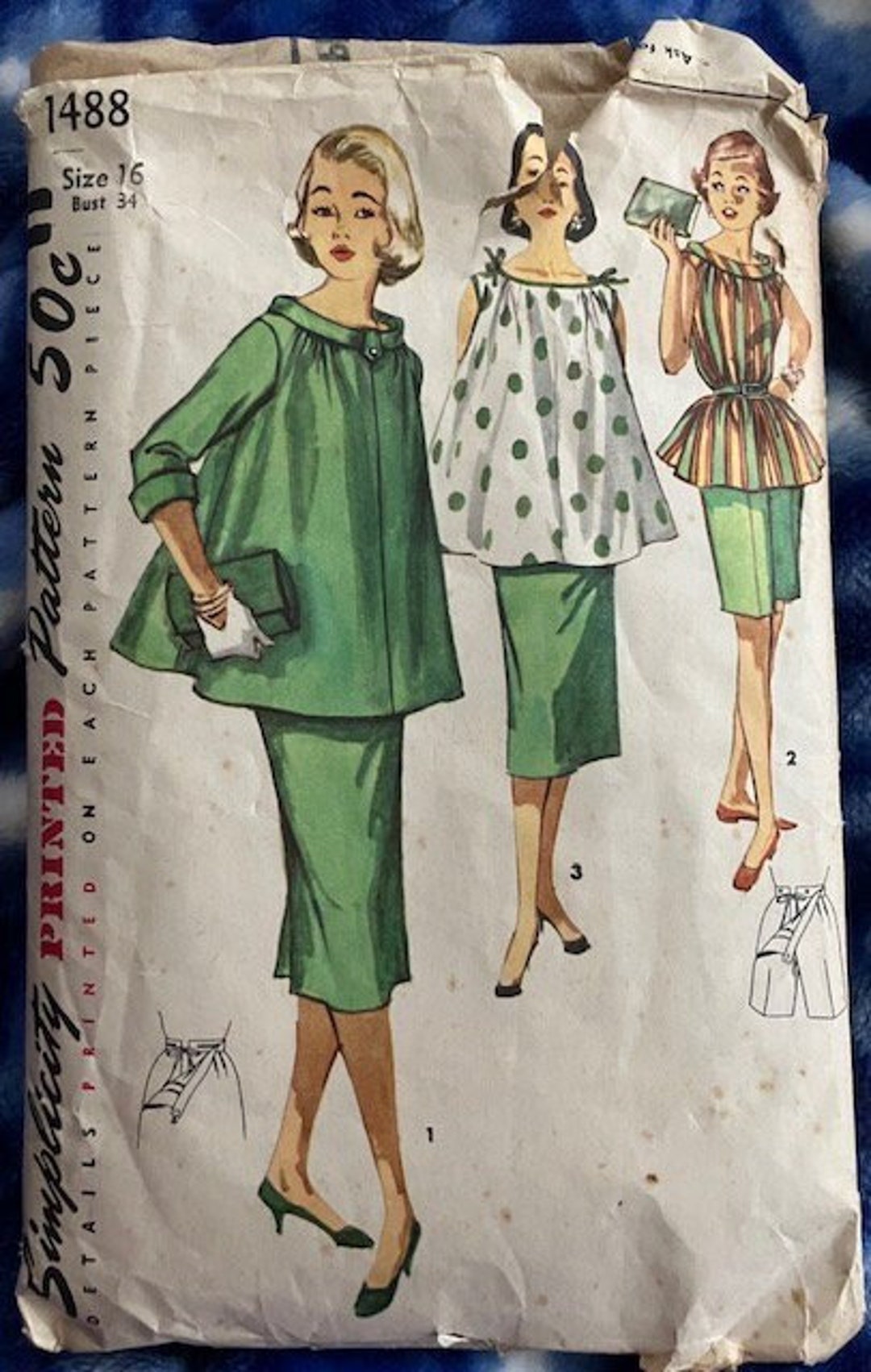 1950s Simplicity Maternity Patterns, Sizes 12/32" Bust and 16/34" Bust ...