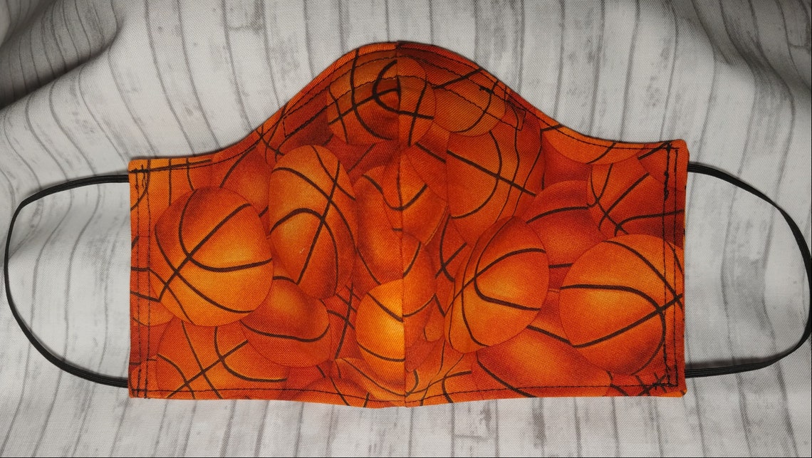 Basketball Face Mask: Reversible Cotton Fabric, Adjustable Fit - Etsy