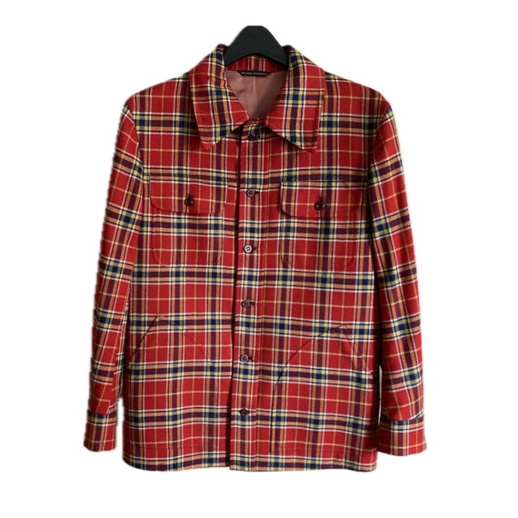 1960s Plaid Jacket Sport Coat Red Black Yellow Wool, … - Gem