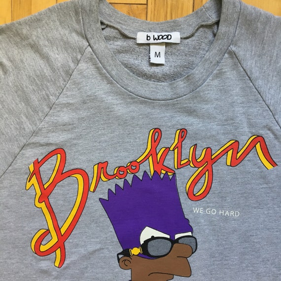 Bart Simpson Sweatshirt Brooklyn We G Hard, Black Bar… - Gem