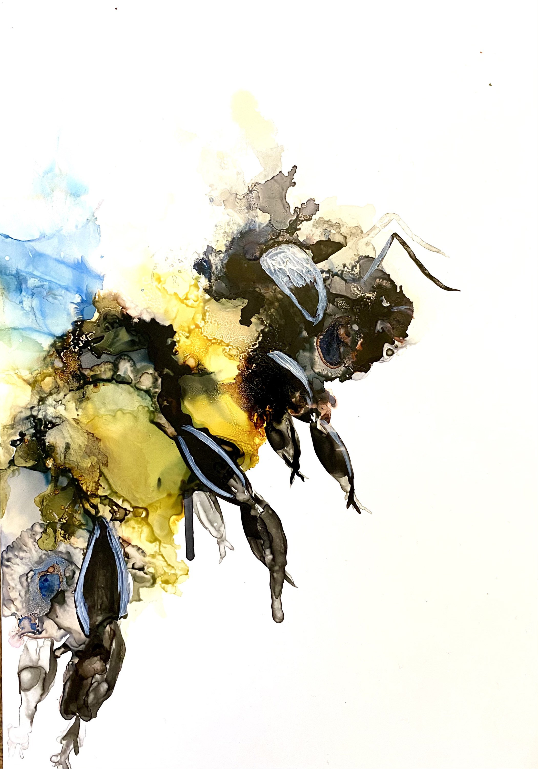 Abstract Bumble Bee A4 Painting Abstract Bee Alcohol Ink Painting Ink ...