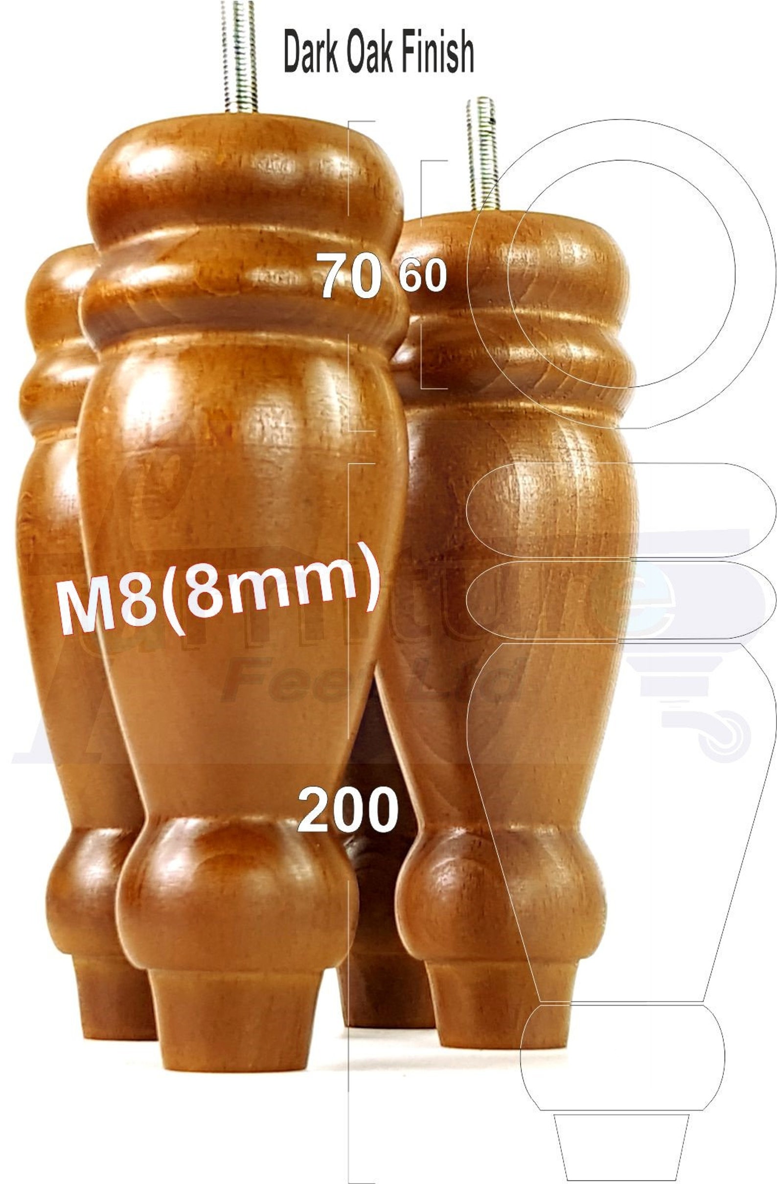 Wooden Furniture Feet Replacement Sofa Legs 200mm High for Chairs ...