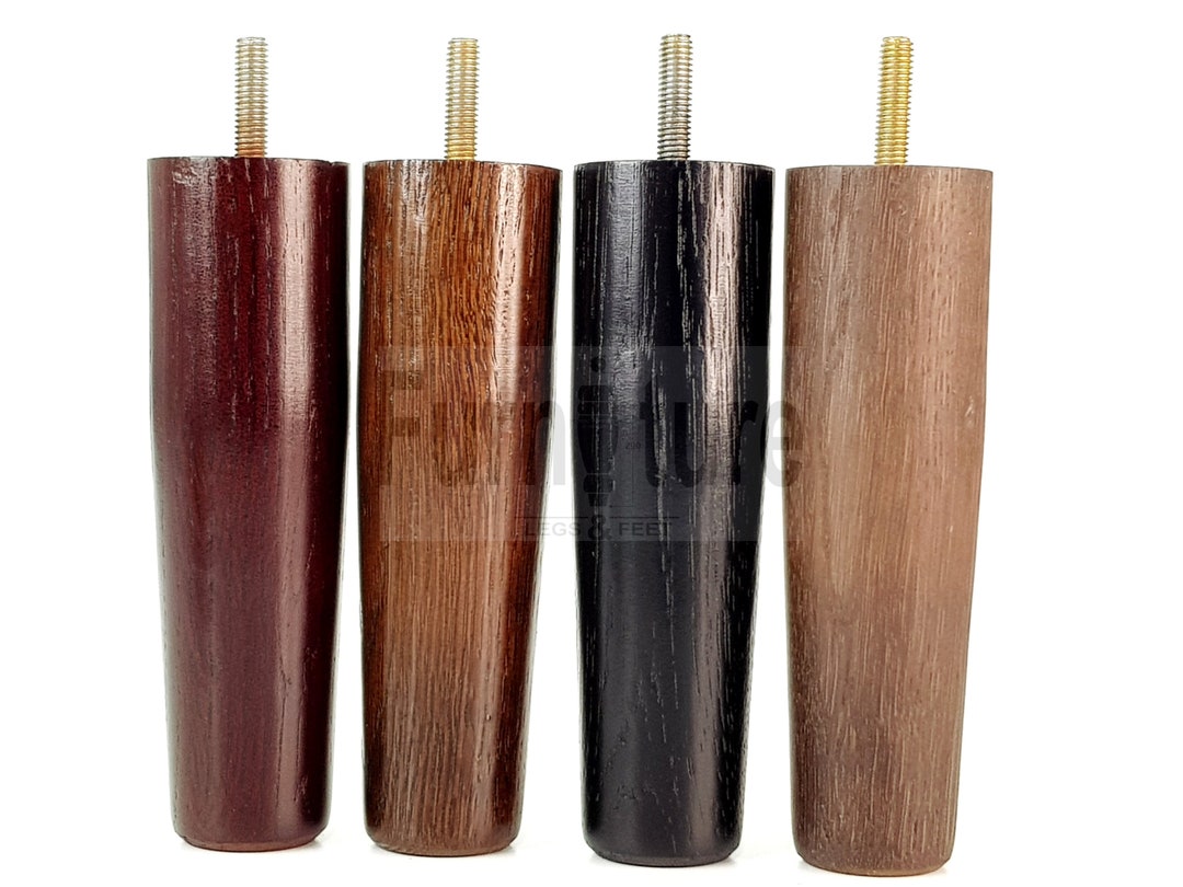 4 Solid Oak Wood Turned Furniture Legs Replacement Mid Century Retro ...