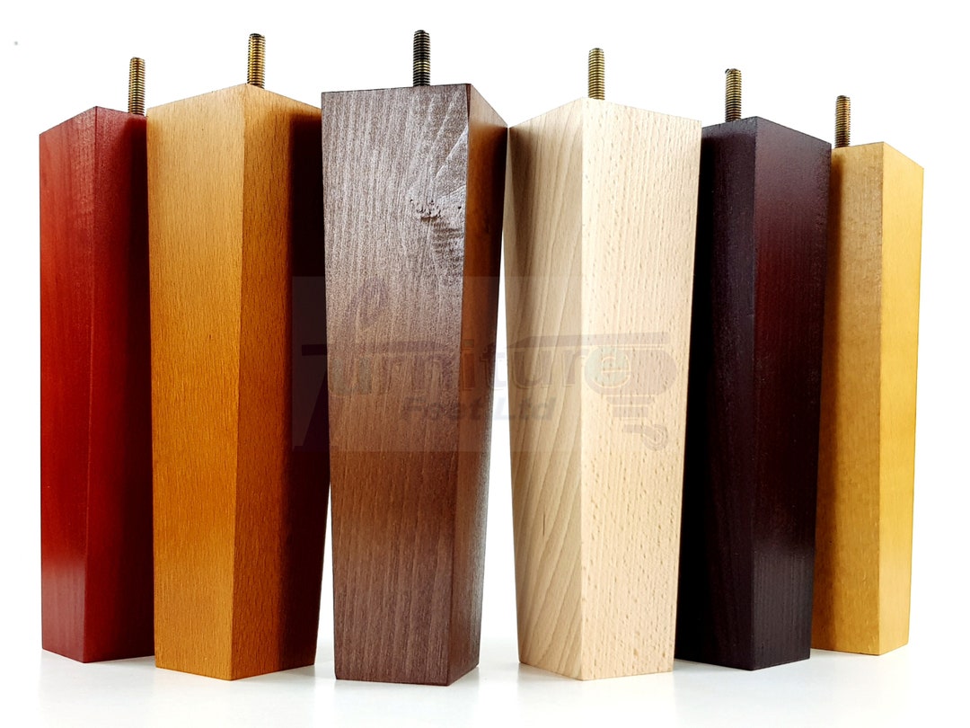 Solid Wood Furniture Feet Square Replacement Block Tapered Legs 240mm ...
