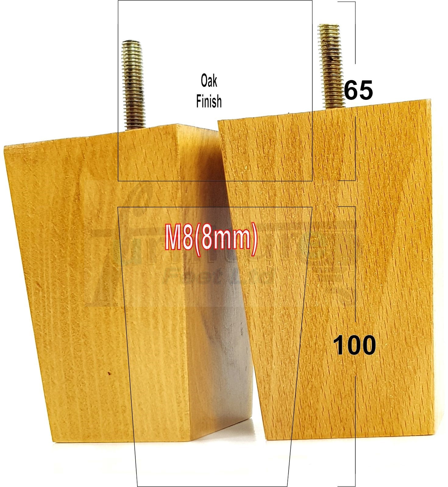 Solid Wood Furniture Feet Square Replacement Block Tapered Legs 100mm ...