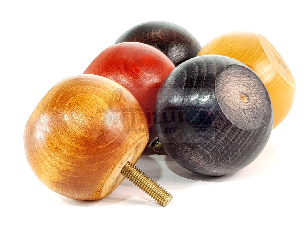 4 Solid Round Wood Furniture Feet Replacement Legs 50mm High for Chairs ...